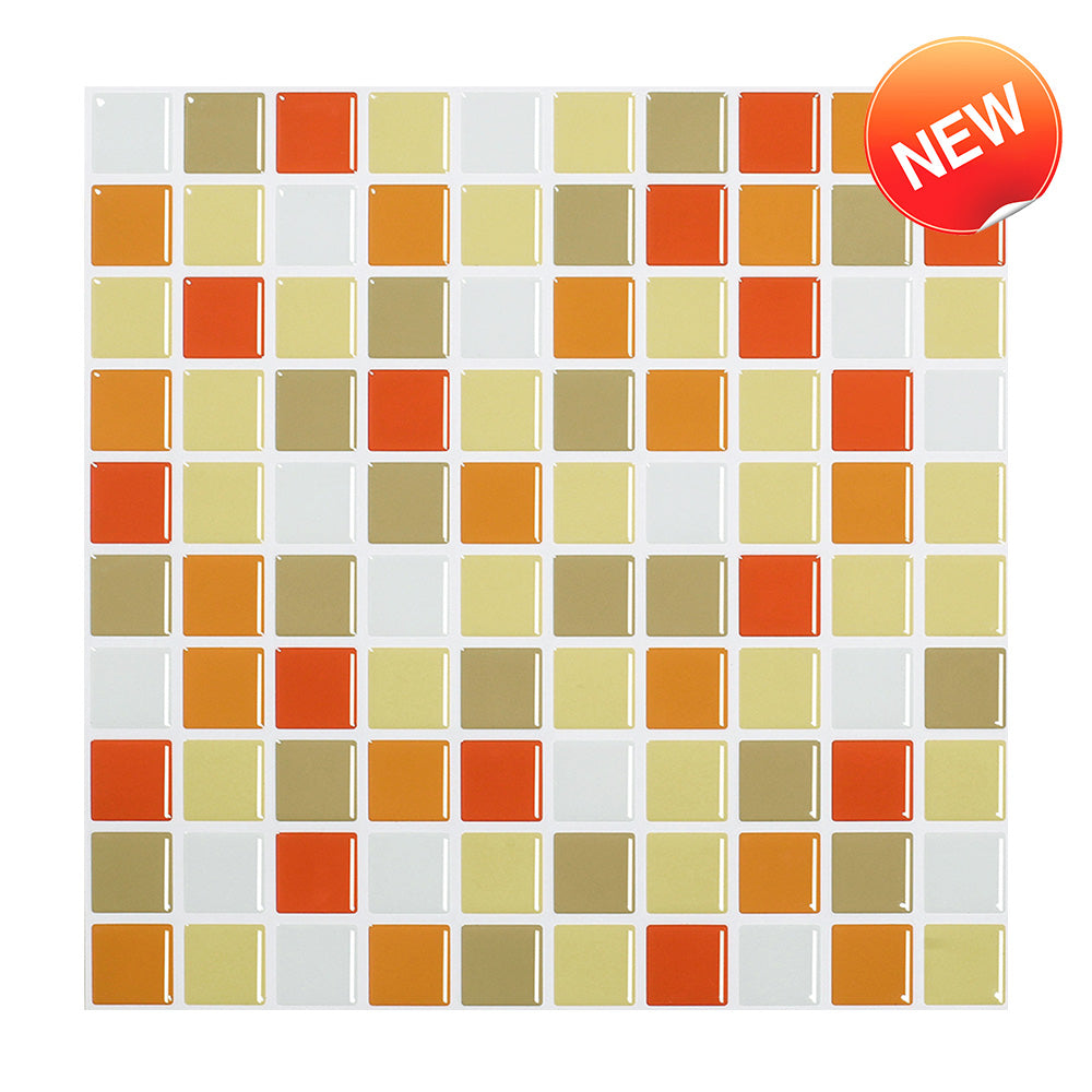 Orange Square Mosaic Peel and Stick Tile Backsplash – Commomy