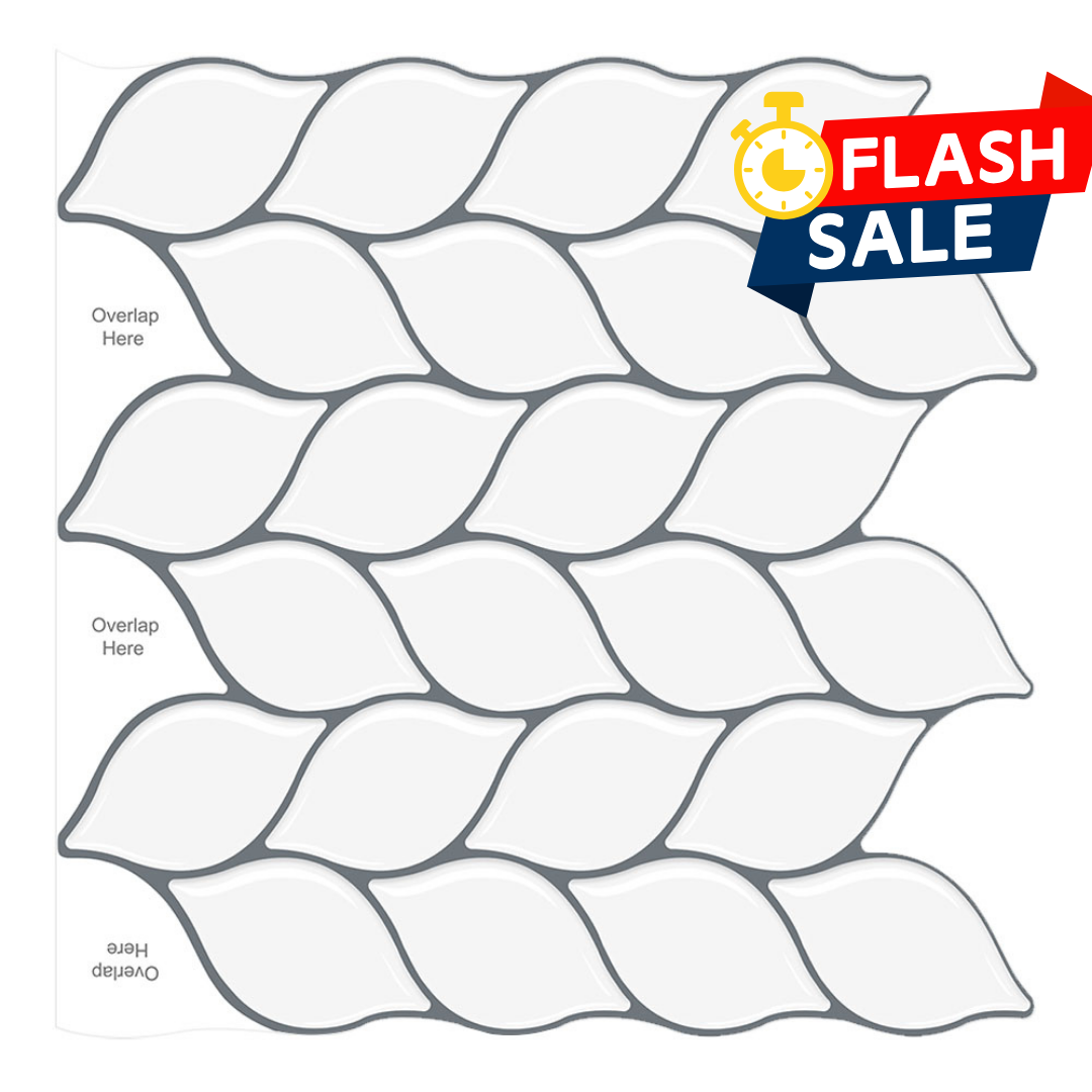 White Leaf Pattern Peel and Stick Backsplash Tile – Commomy