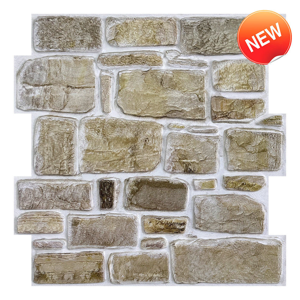 3D Retro Faux Stone Peel and Stick Wall Tile – Commomy