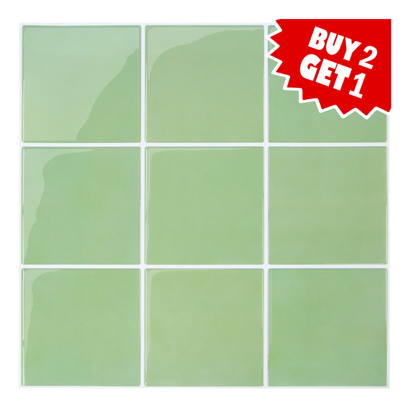 Sage Green Ceramic Square Peel and Stick Backsplash Tile - Thicker Des ...