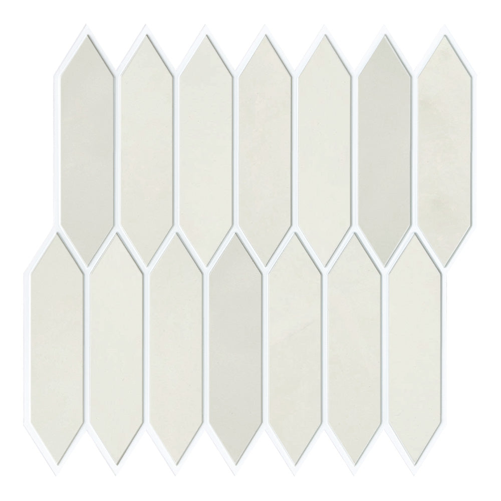 3D Light Cream Matt Elongated Hexagon Peel and Stick Wall Tile – Commomy