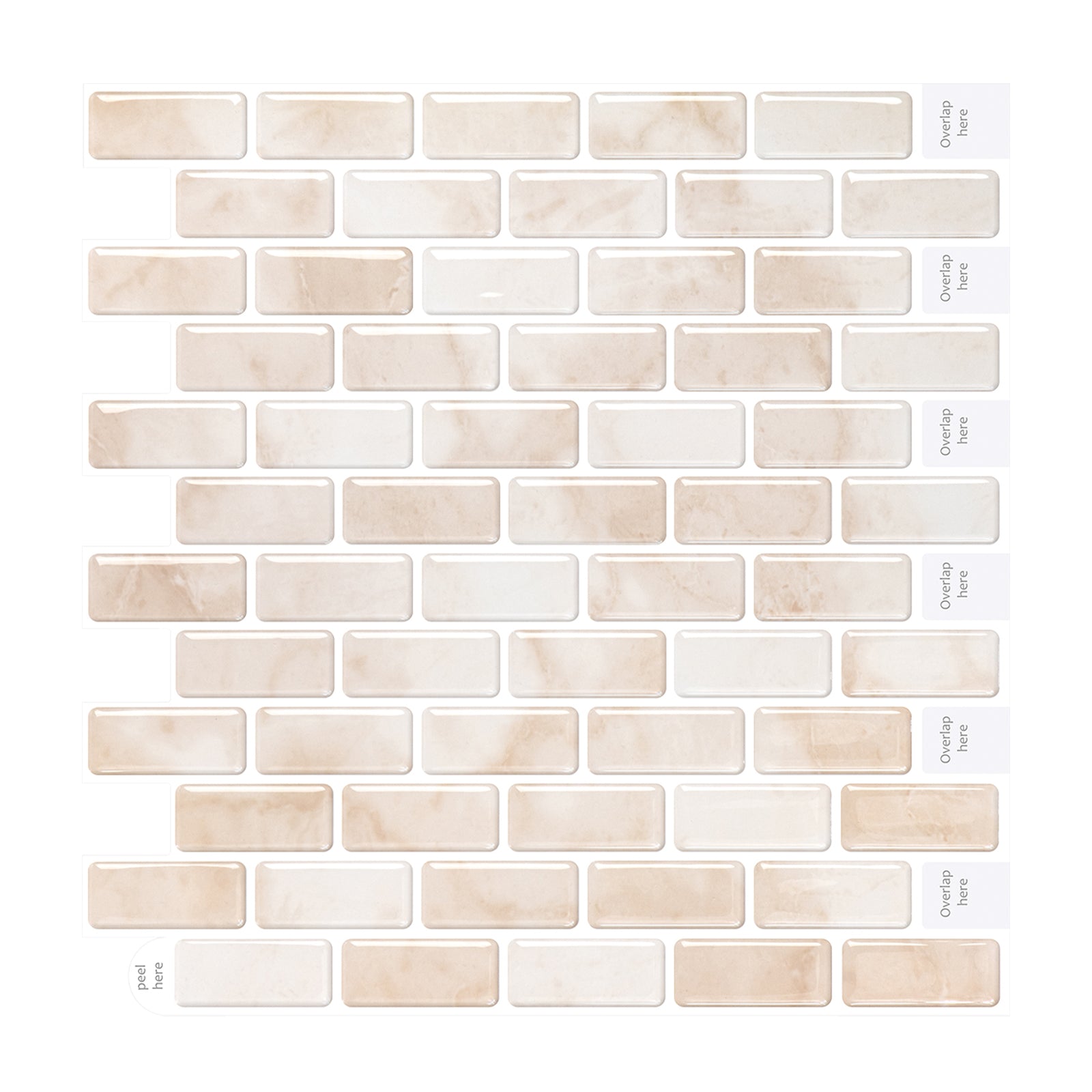 Beige Marble Peel and Stick Backsplash Tile – Commomy