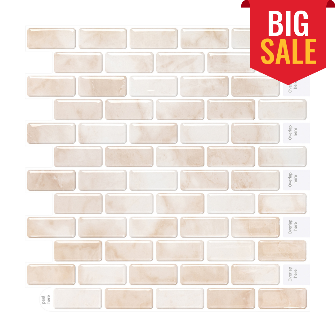 Beige Marble Peel and Stick Backsplash Tile – Commomy