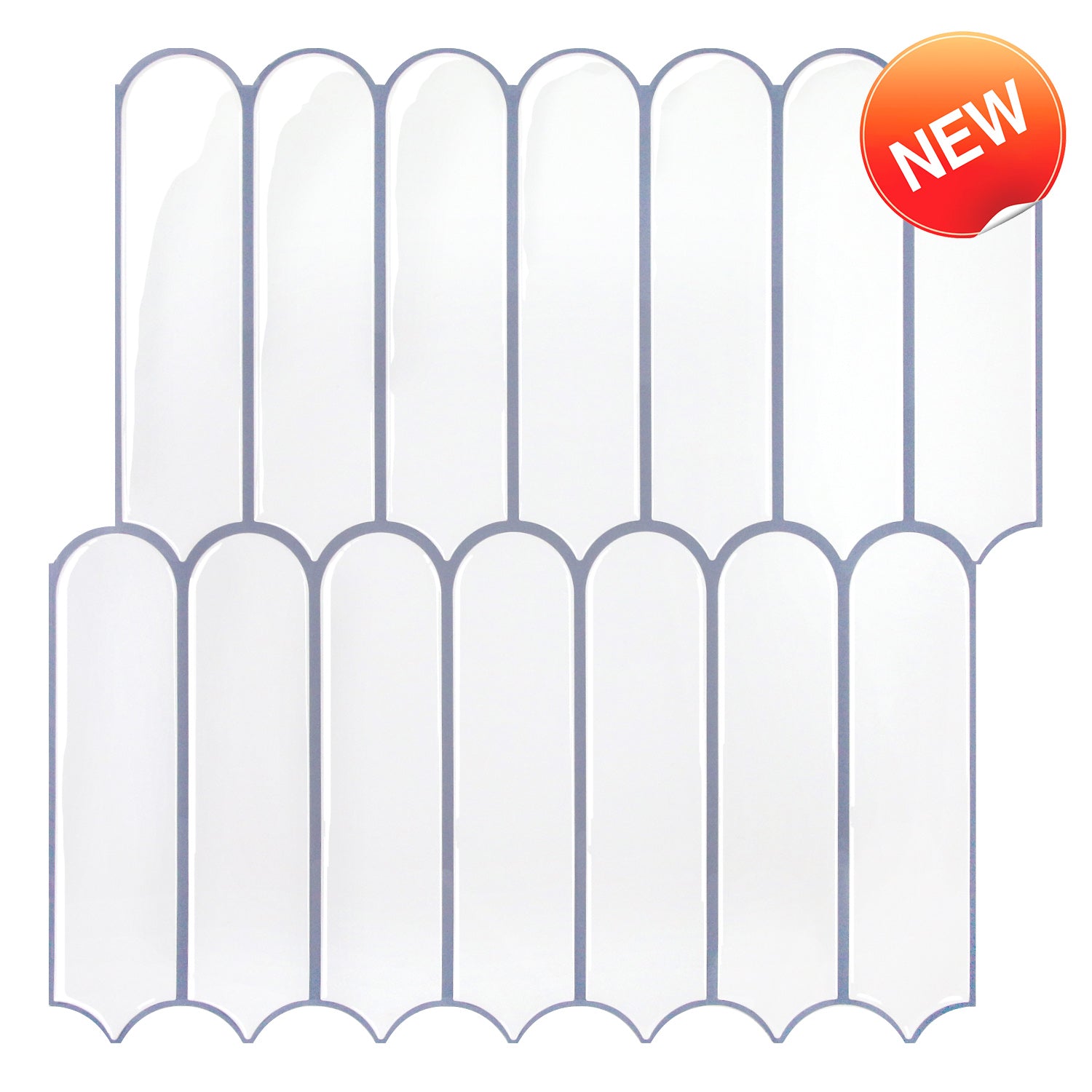 White and Grey Fish Scale Peel and Stick Backsplash Tile - Thicker Des ...