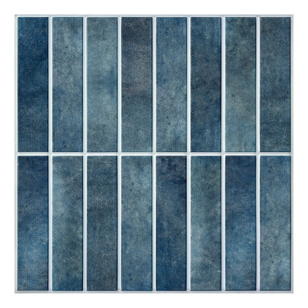 3D Blue Matt Straight Linear Mosaic Peel and Stick Wall Tile – Commomy
