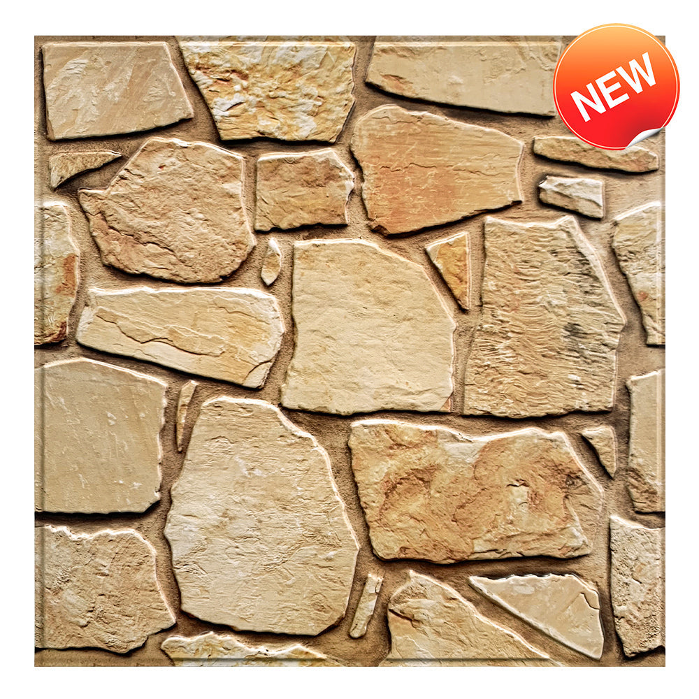 3D Brown Fieldstone Peel and Stick Wall Tile – Commomy