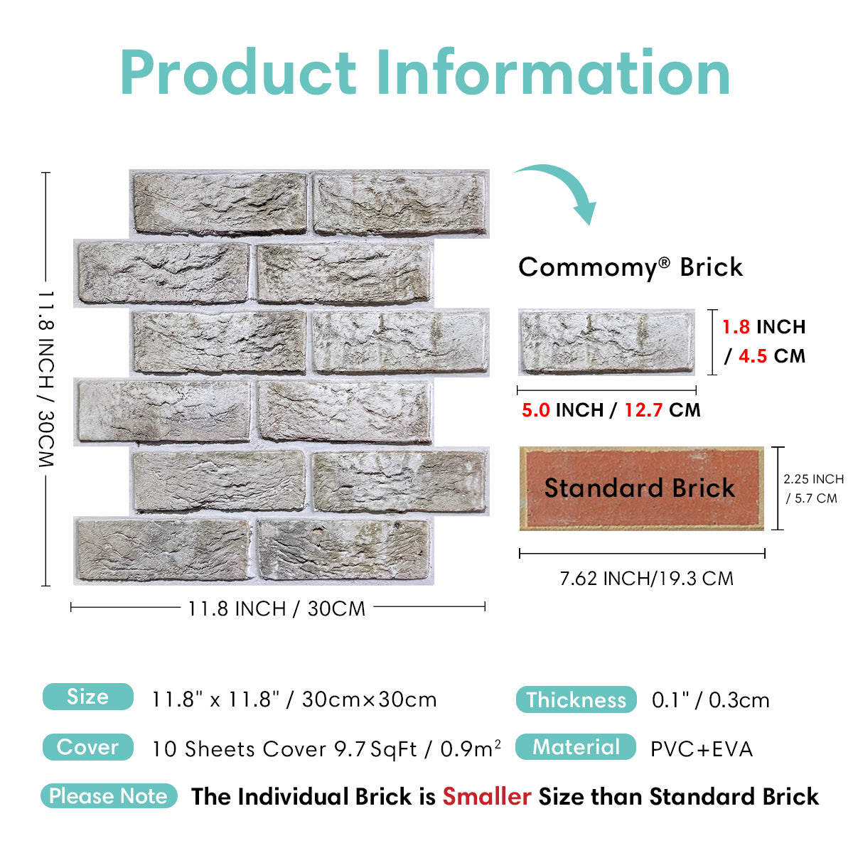3D Distressed Brick Peel and Stick Wall Tile – Commomy