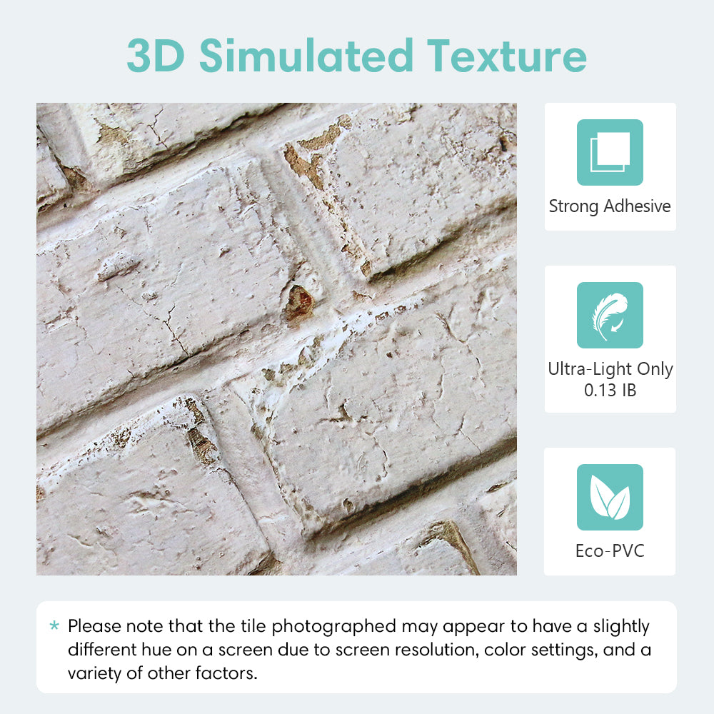 3D Distressed White Brick Peel and Stick Wall Tile – Commomy