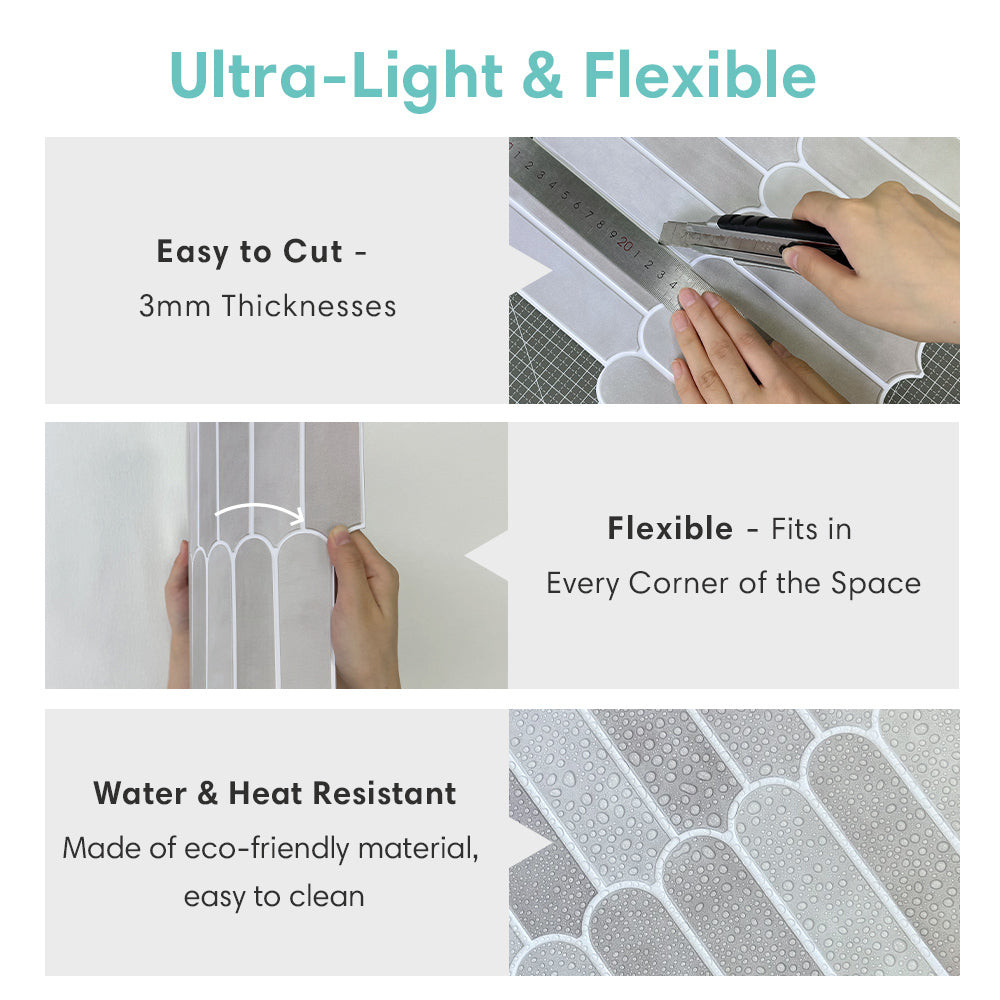 3D Gray Fish Scale Peel and Stick Wall Tile – Commomy