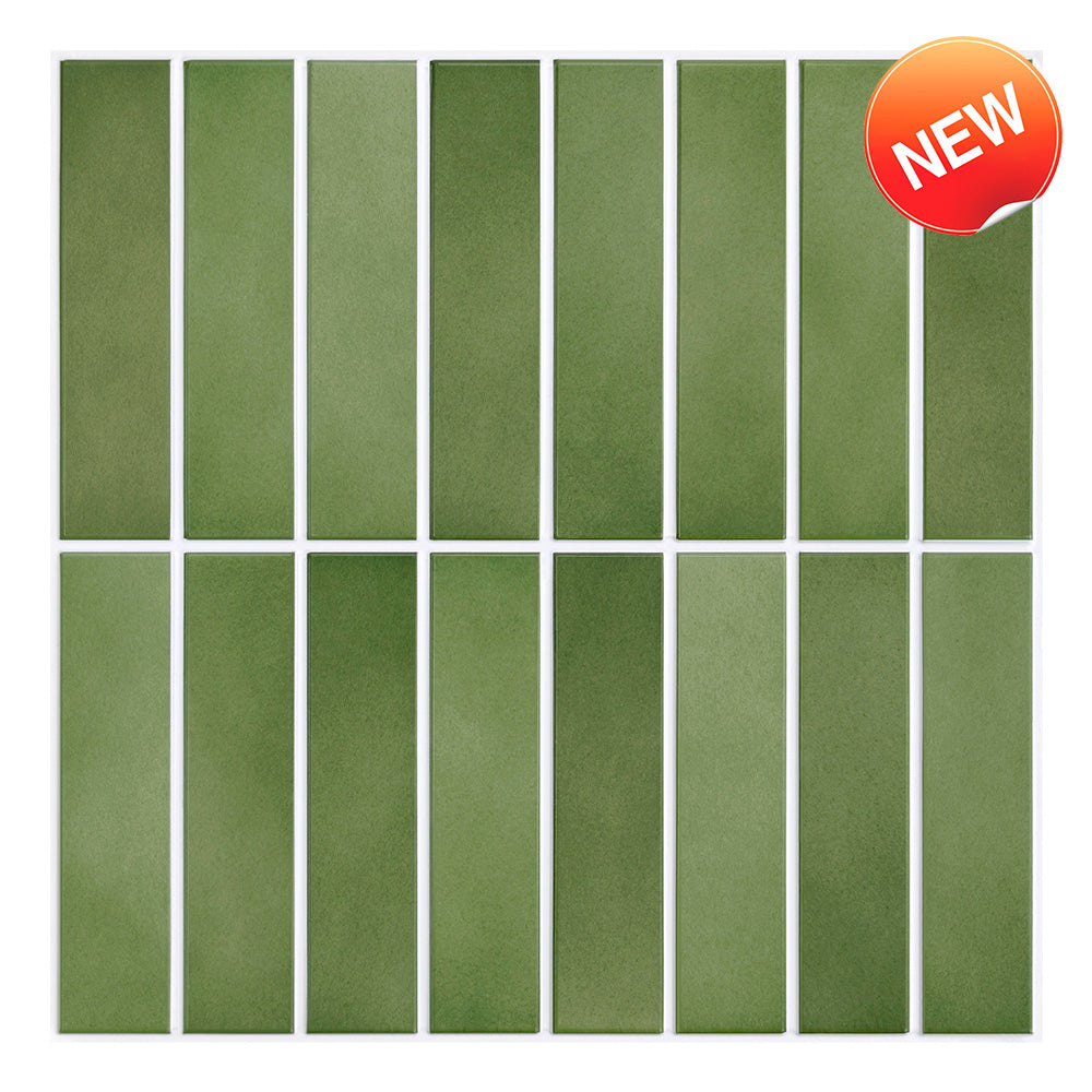 3D Kiwi Green Linear Mosaic Peel and Stick Wall Tile – Commomy