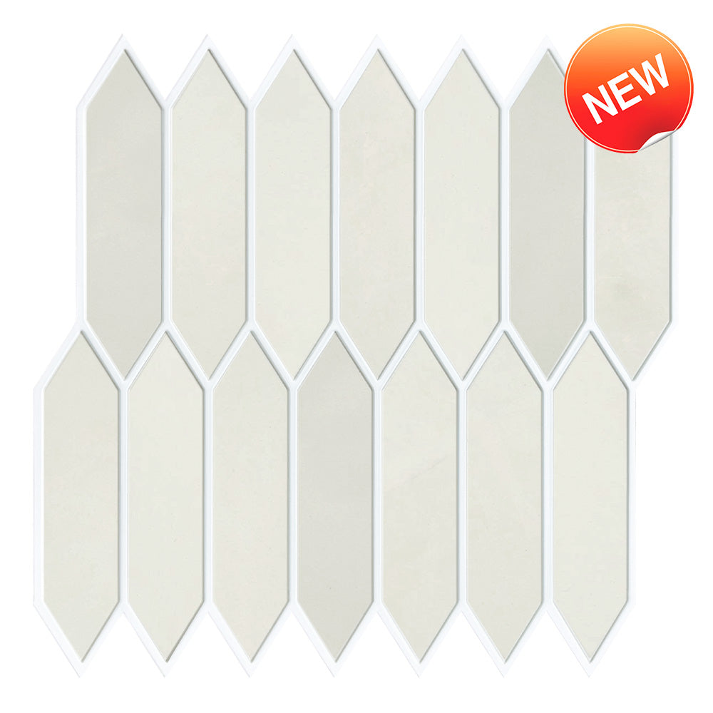 3D Light Cream Matt Elongated Hexagon Peel and Stick Wall Tile – Commomy