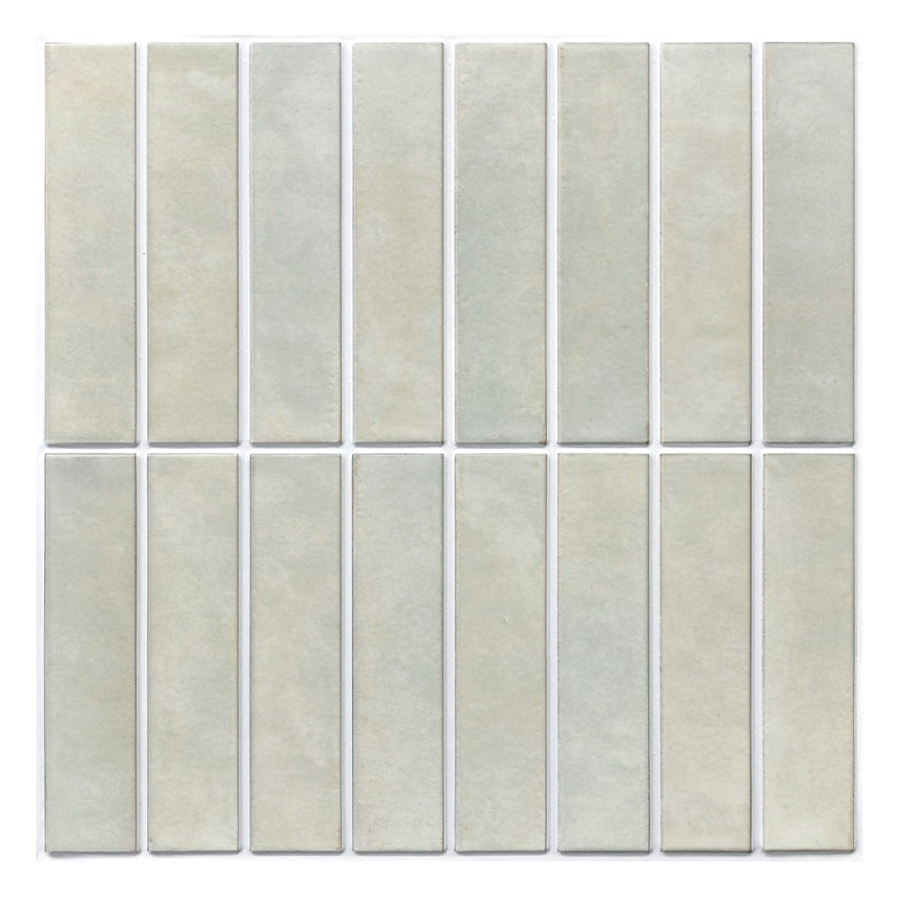 3D Light Green Yellow Cream Matt Linear Mosaic Peel and Stick Wall Til ...