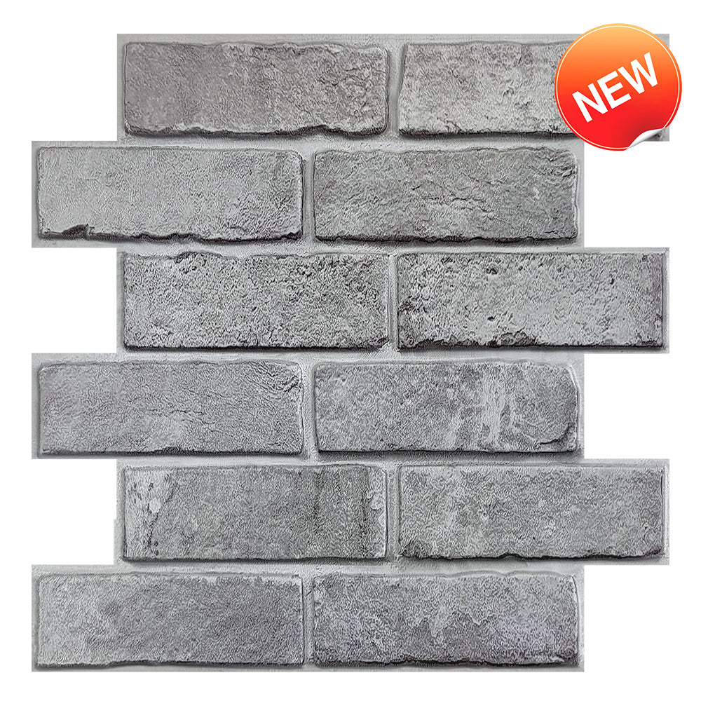 3D Natural Grey Faux Brick Peel and Stick Wall Tile – Commomy