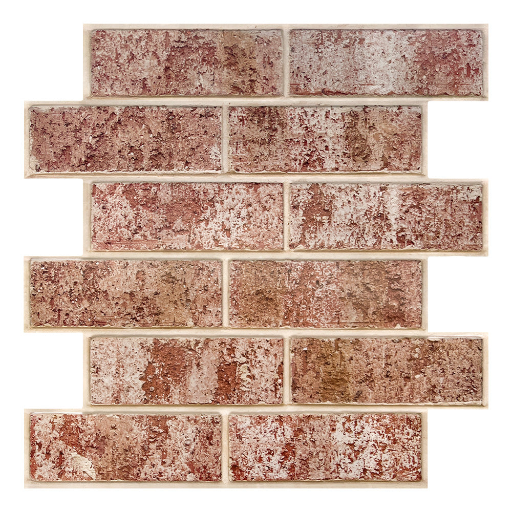 3D Whitewash Red Brick Peel and Stick Wall Tile – Commomy