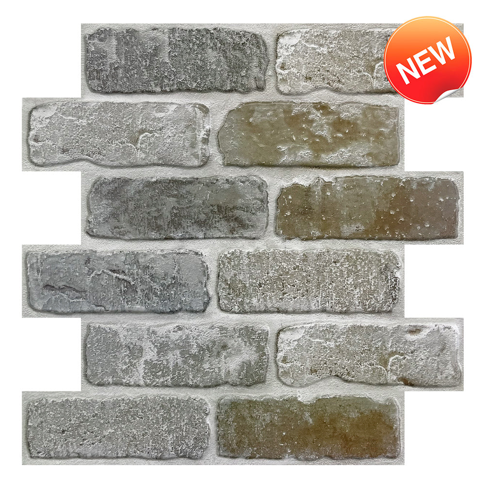 3D Rust and Grey Brick Peel and Stick Wall Tile – Commomy