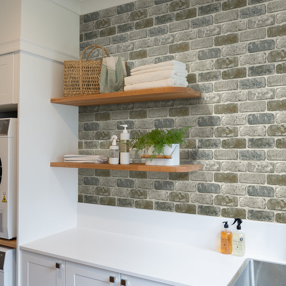 3D Rust and Grey Brick Peel and Stick Wall Tile – Commomy