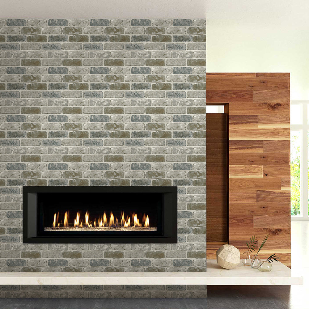 3D Rust and Grey Brick Peel and Stick Wall Tile – Commomy