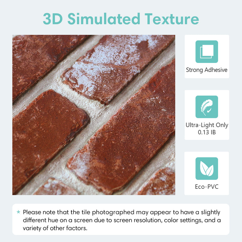 3D Rustic Red Brick Wall Panels Peel and Stick -Large Size – Commomy