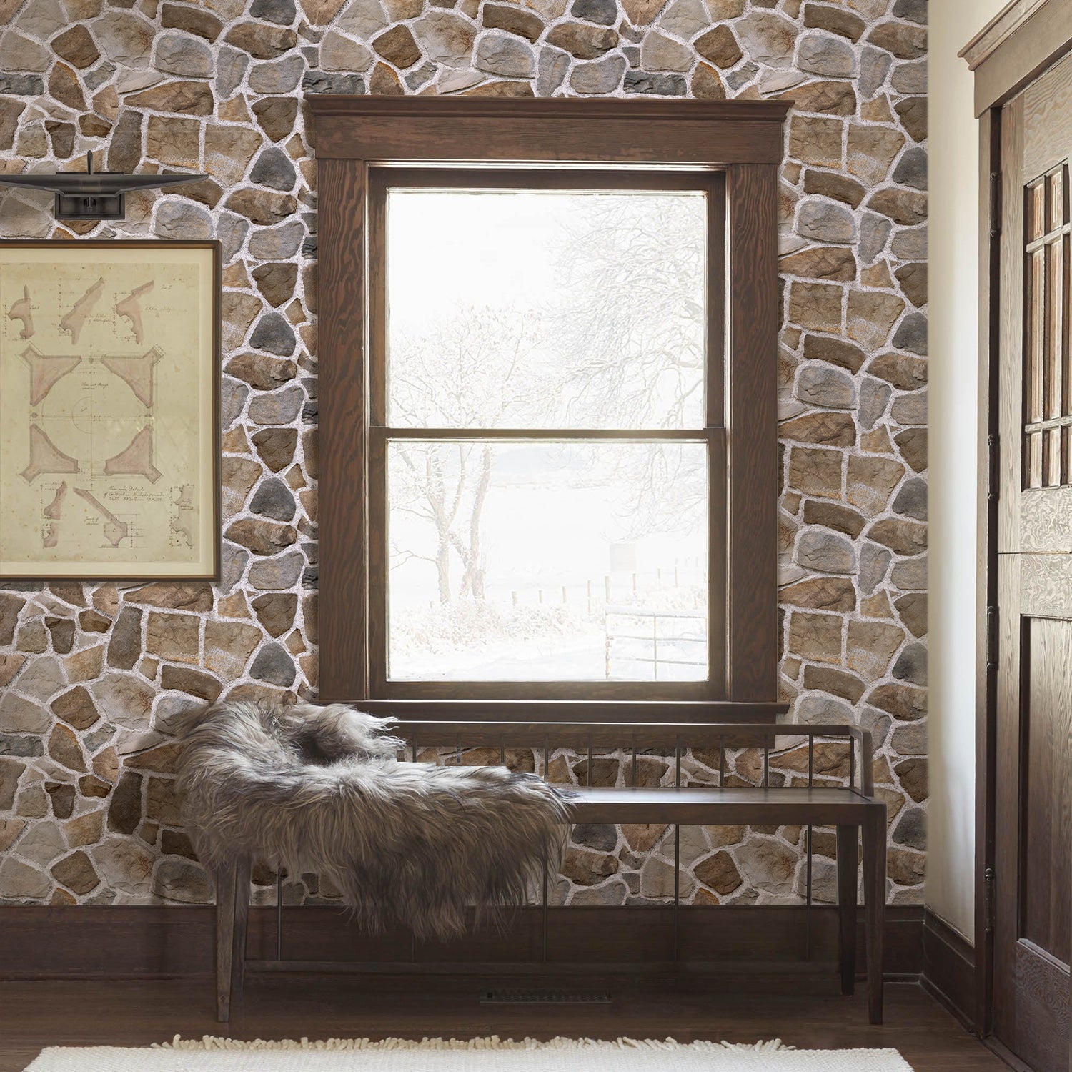 3D Rustic Stone Wall Panels Peel and Stick -Large Size – Commomy