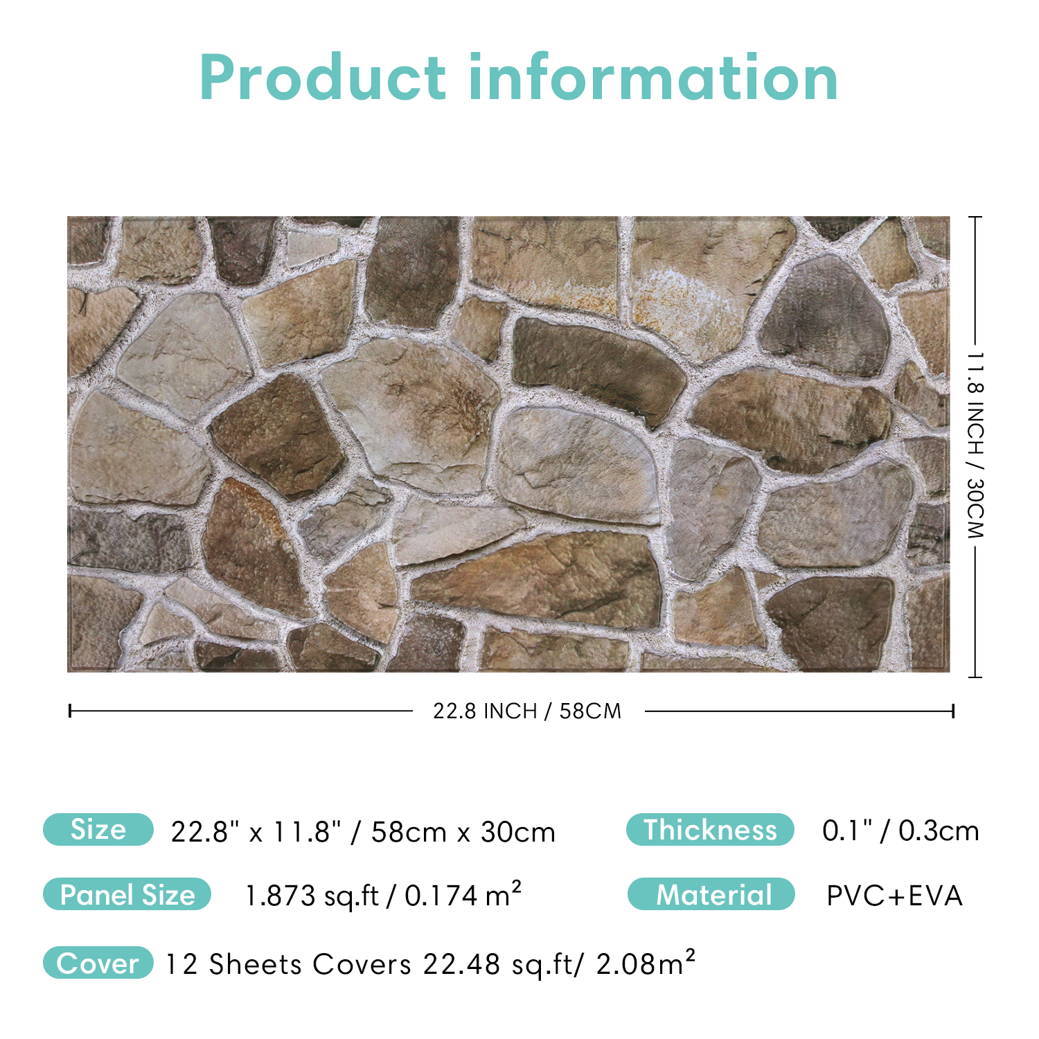 3D Rustic Stone Wall Panels Peel and Stick -Large Size – Commomy