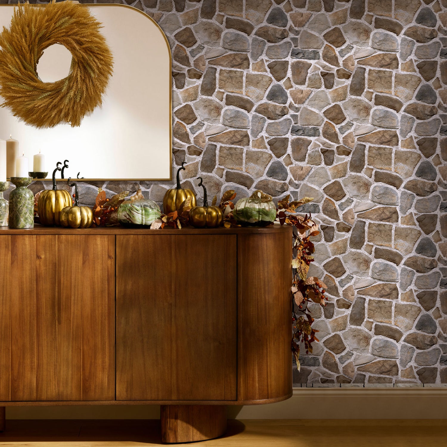 3D Rustic Stone Wall Panels Peel and Stick -Large Size – Commomy