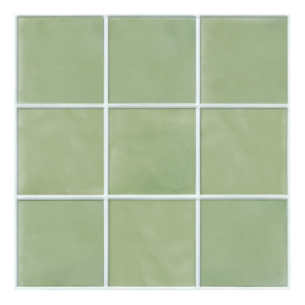 3D Sage Green Ceramic Square Peel and Stick Wall Tile – Commomy