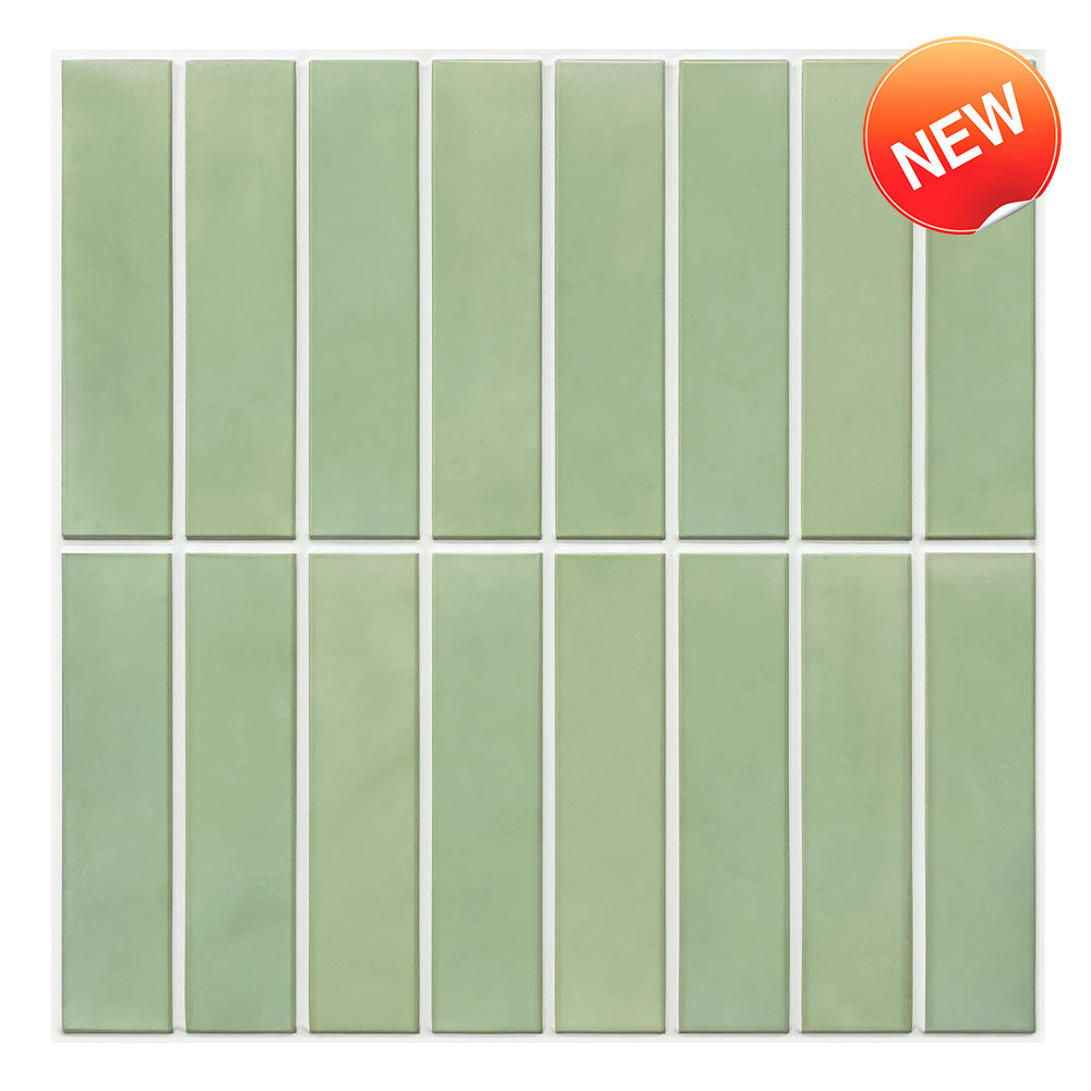 3D Sage Green Linear Mosaic Peel and Stick Wall Tile – Commomy