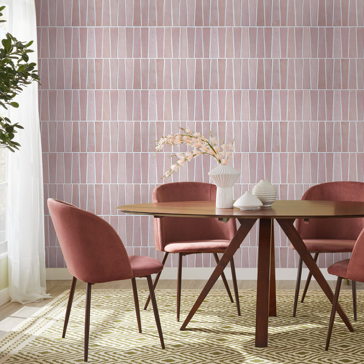 3D Trapezoid Pink Peel and Stick Wall Tile – Commomy