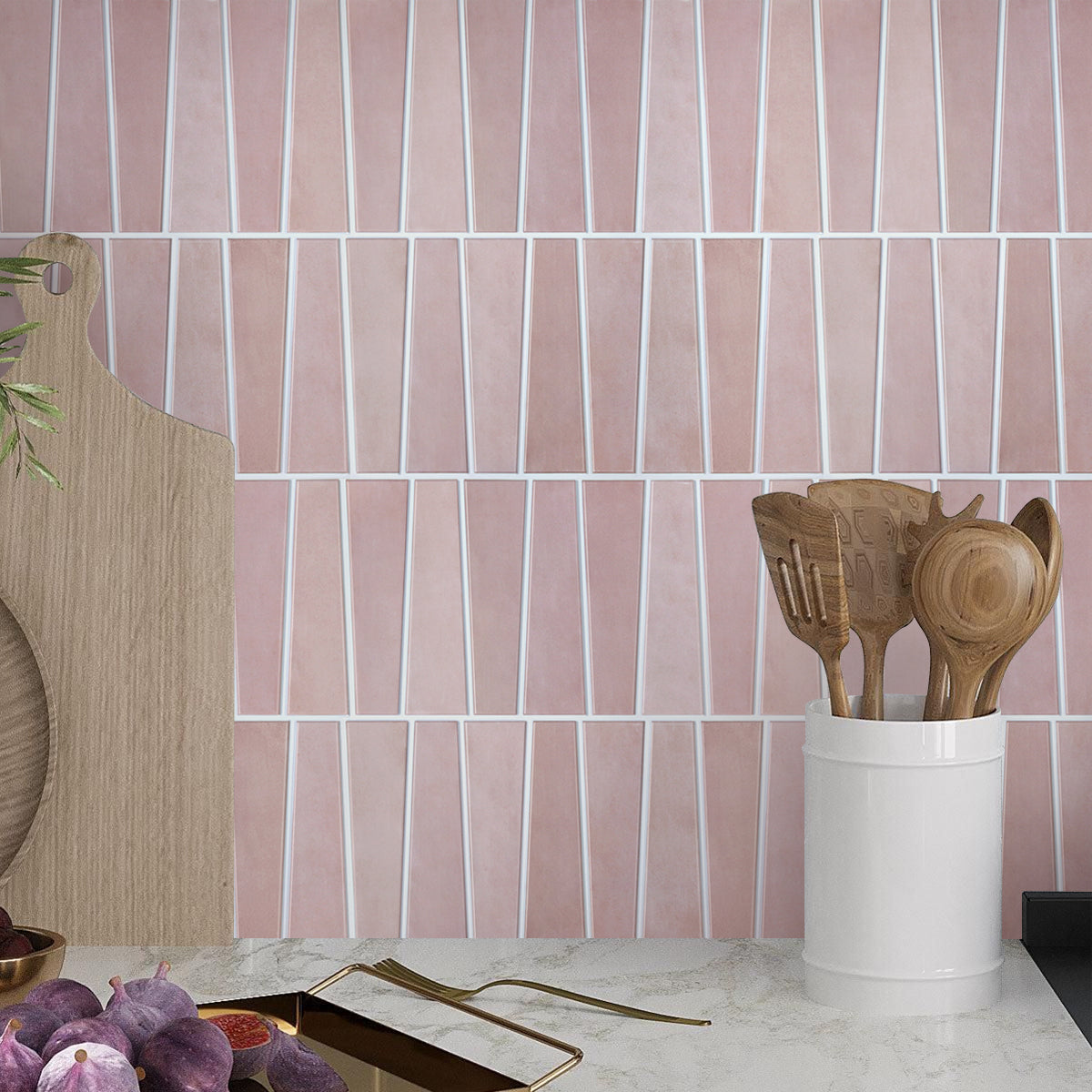 3D Trapezoid Pink Peel and Stick Wall Tile – Commomy