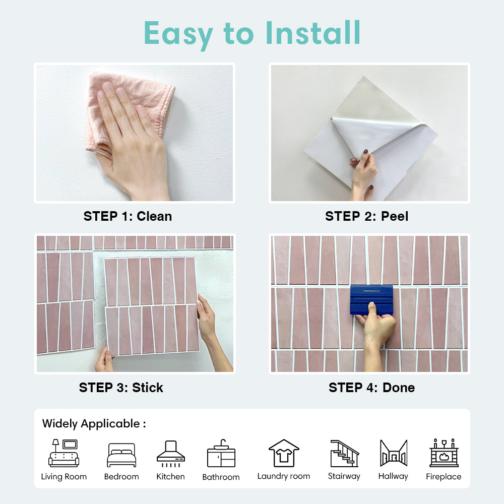 3D Trapezoid Pink Peel and Stick Wall Tile – Commomy