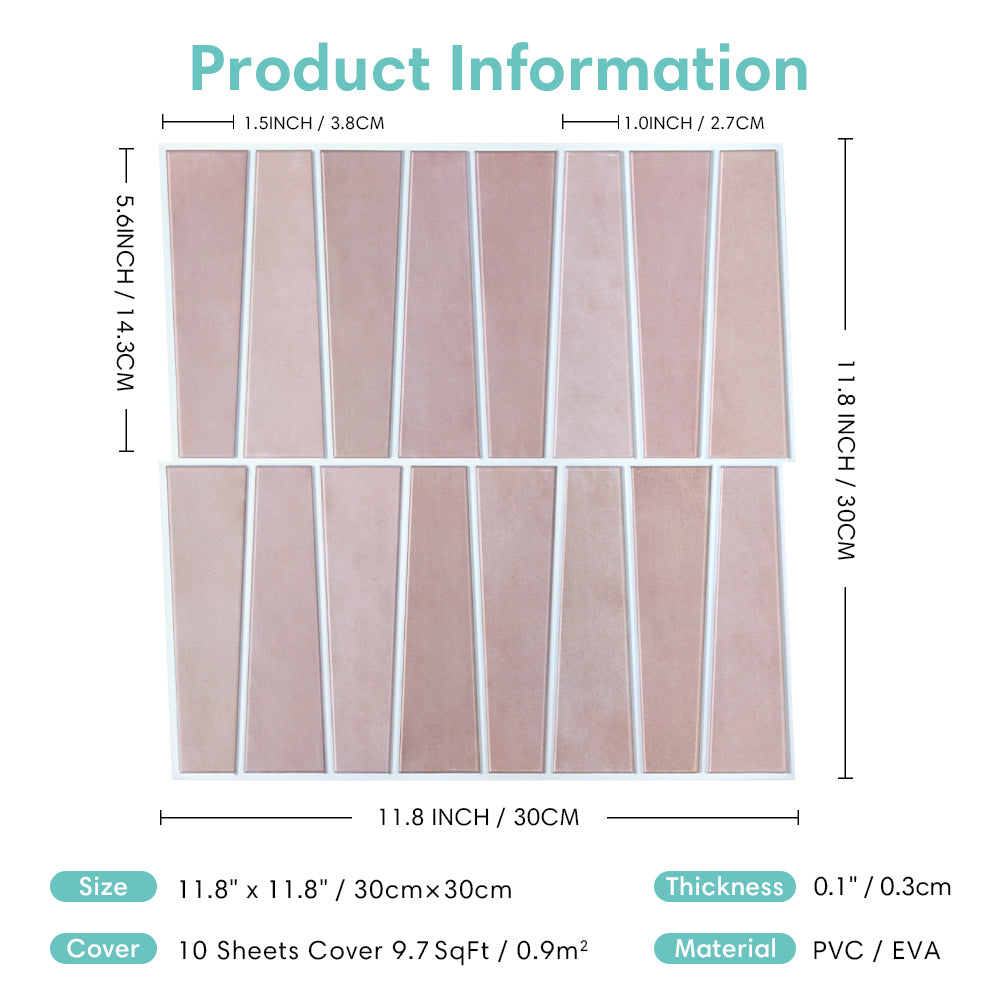3D Trapezoid Pink Peel and Stick Wall Tile – Commomy