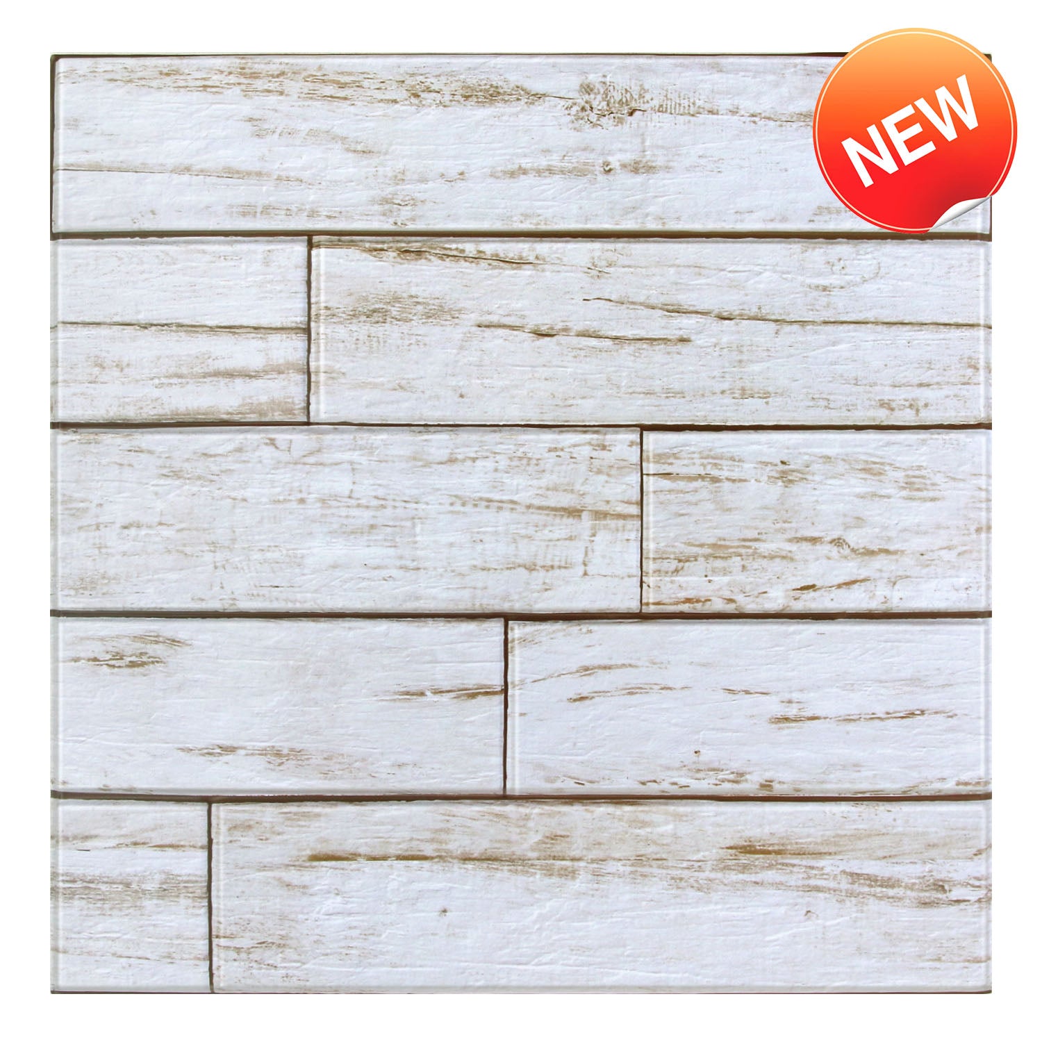 3D White Shiplap Wood Peel and Stick Wall Tile – Commomy