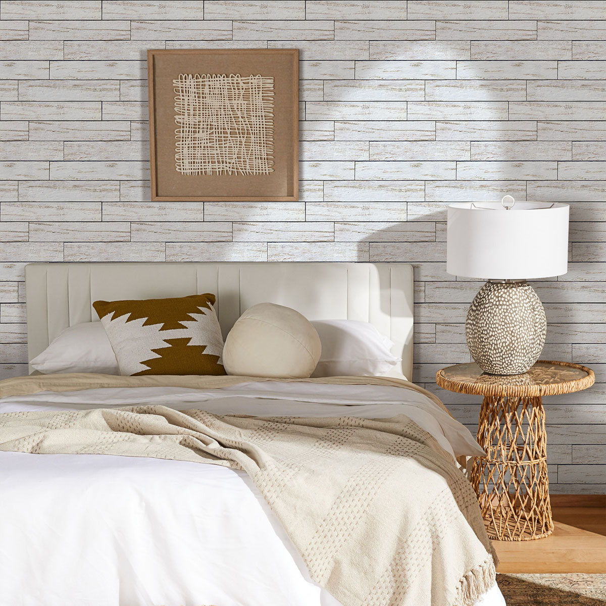 3D White Shiplap Wood Peel and Stick Wall Tile – Commomy