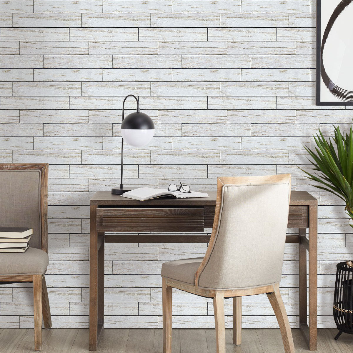 3D White Shiplap Wood Peel and Stick Wall Tile – Commomy