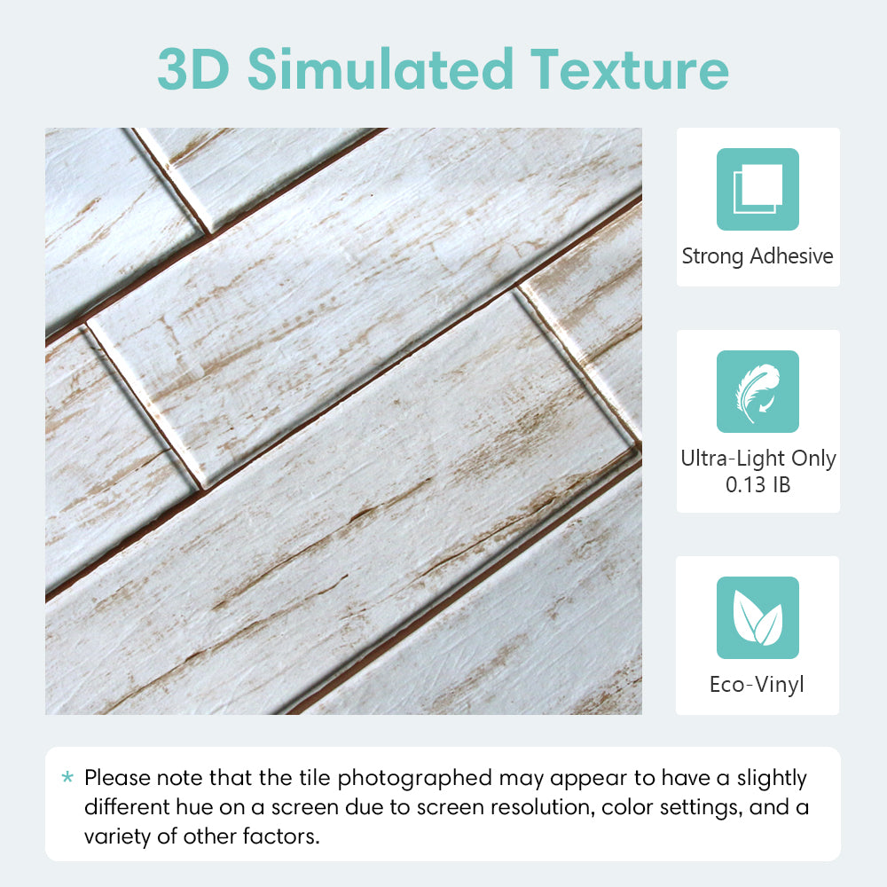 3D White Shiplap Wood Peel and Stick Wall Tile – Commomy