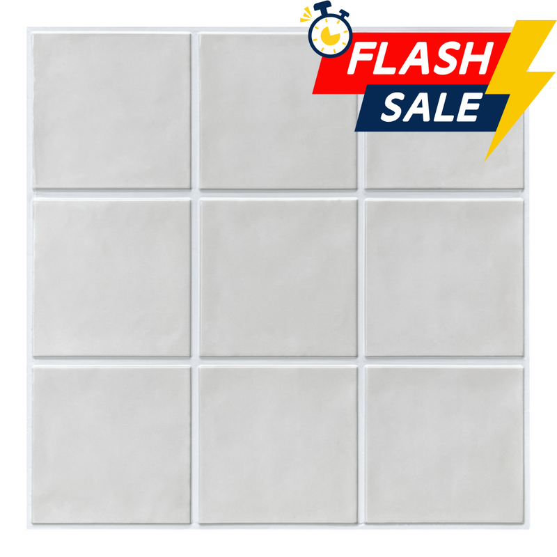 3D Mist Gray Ceramic Square Peel and Stick Wall Tile – Commomy
