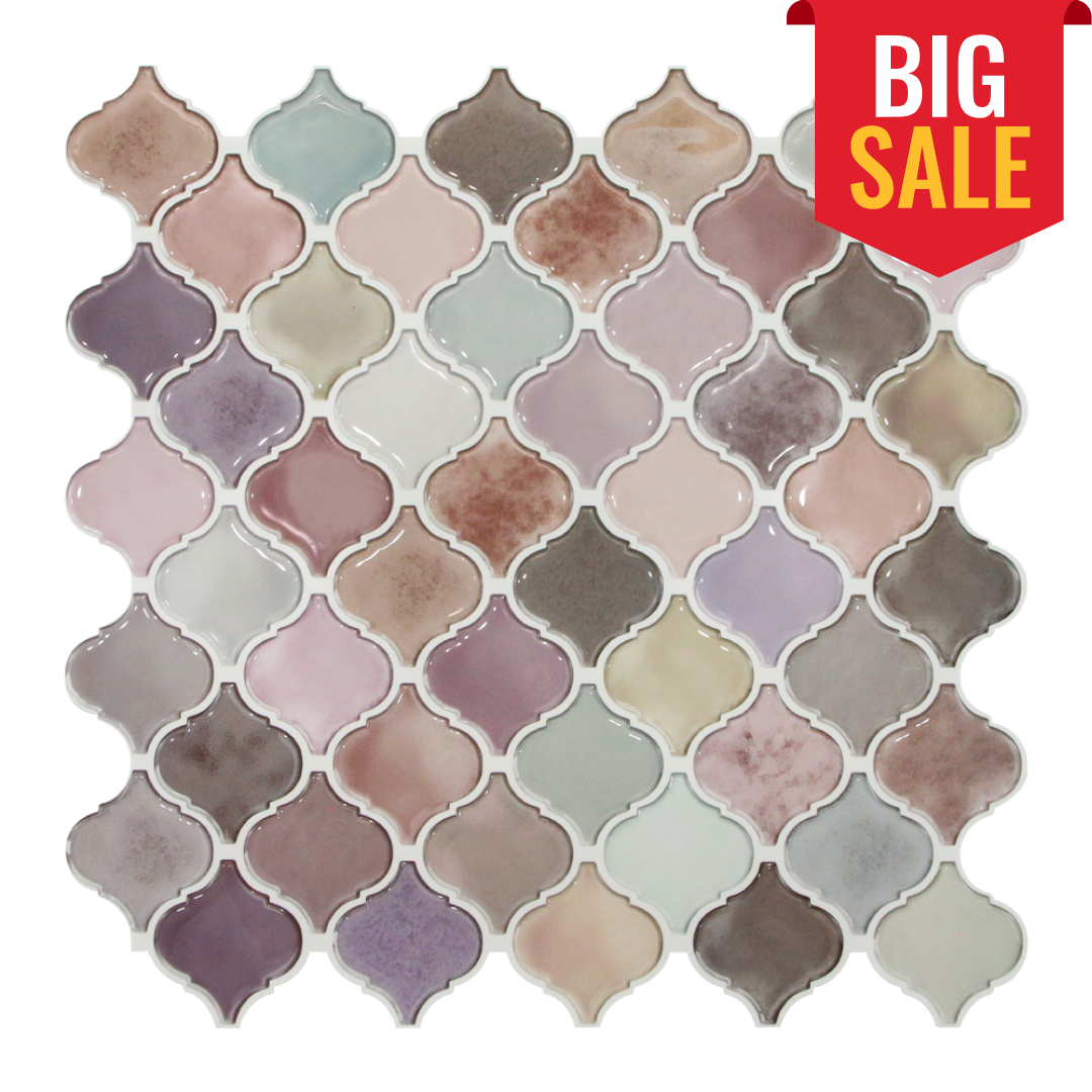 Purple and Pink Arabesque Peel and Stick Backsplash Tile - Thicker Des ...