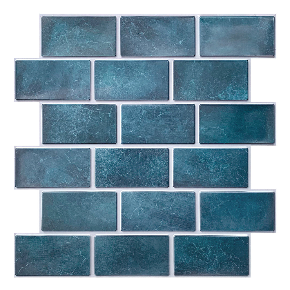 3D Peacock Blue Ceramic Brick Peel and Stick Wall Tile – Commomy
