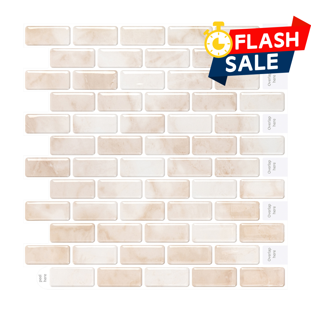Beige Marble Peel and Stick Backsplash Tile – Commomy