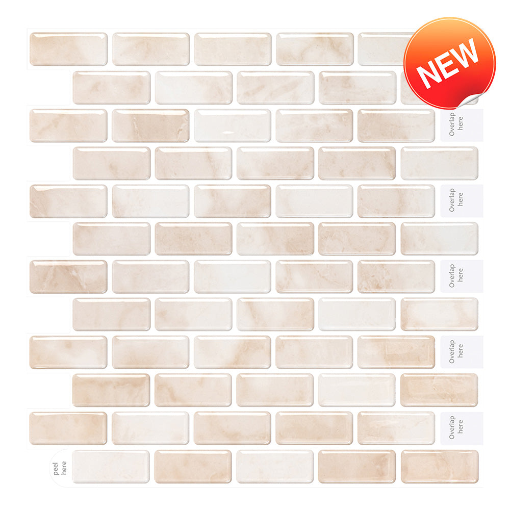 Beige Marble Peel and Stick Backsplash Tile – Commomy