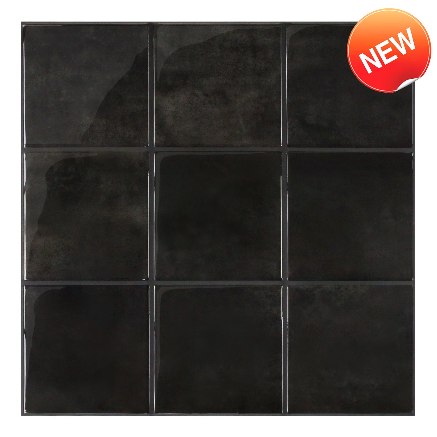 Black Ceramic Square Peel and Stick Backsplash Tile - Thicker Design ...