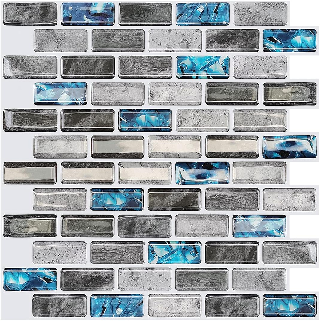Blue and Gray Mosaic Peel and Stick Backsplash Tile – Commomy
