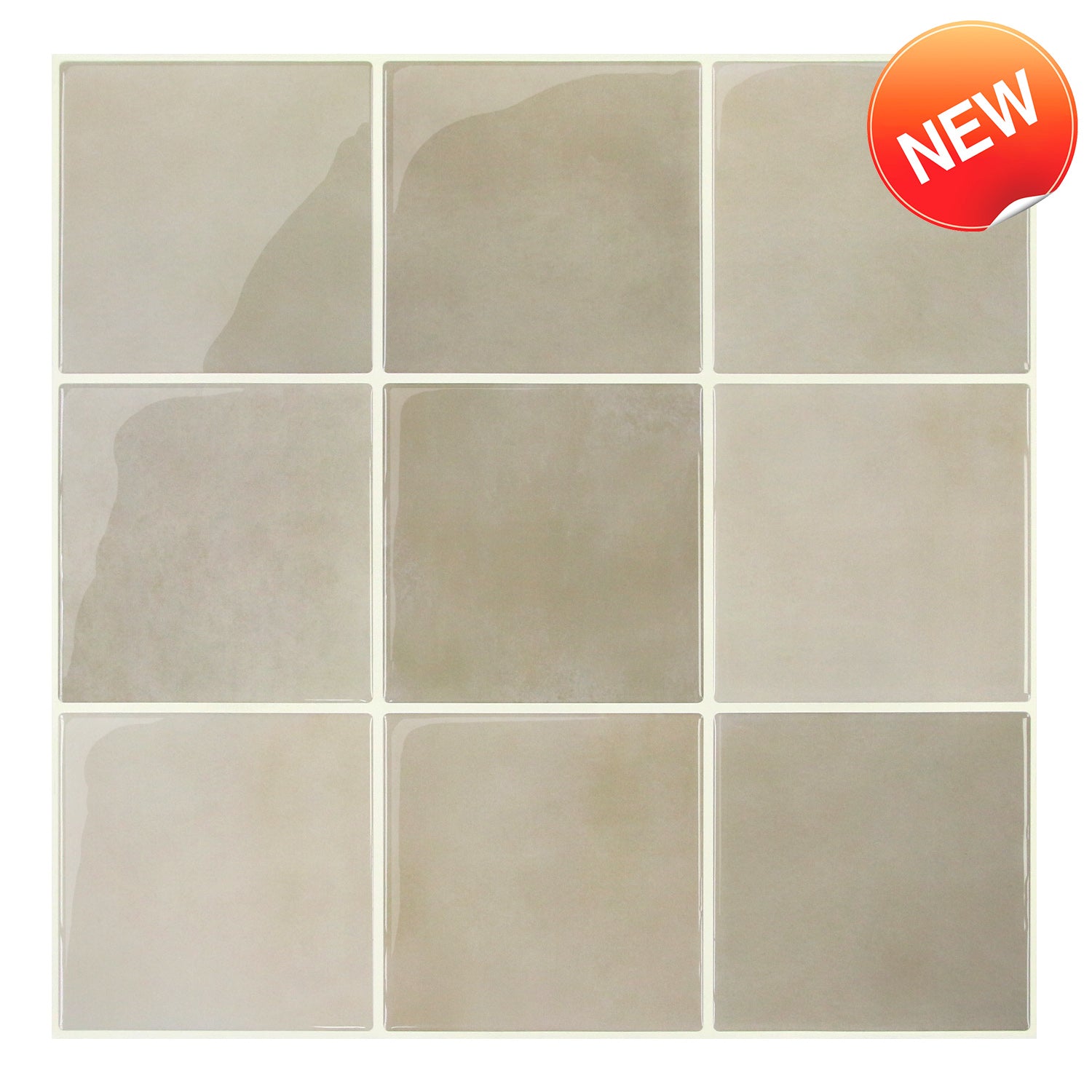 Greige Ceramic Square Peel and Stick Backsplash Tile - Thicker Design ...