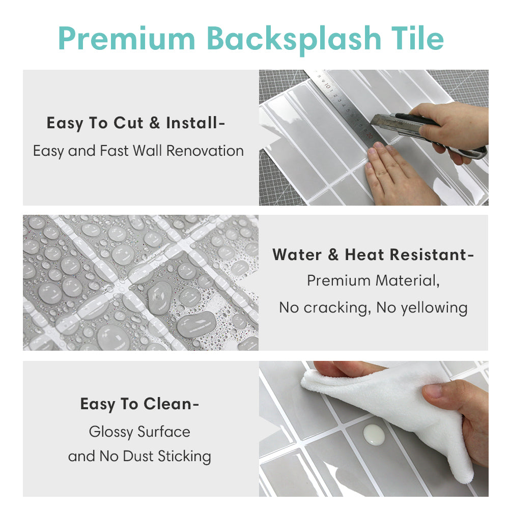 Grey Linear Peel and Stick Backsplash Tile – Commomy