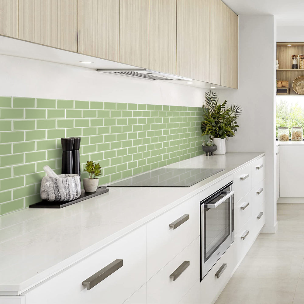 Green Backsplash Subway Tile