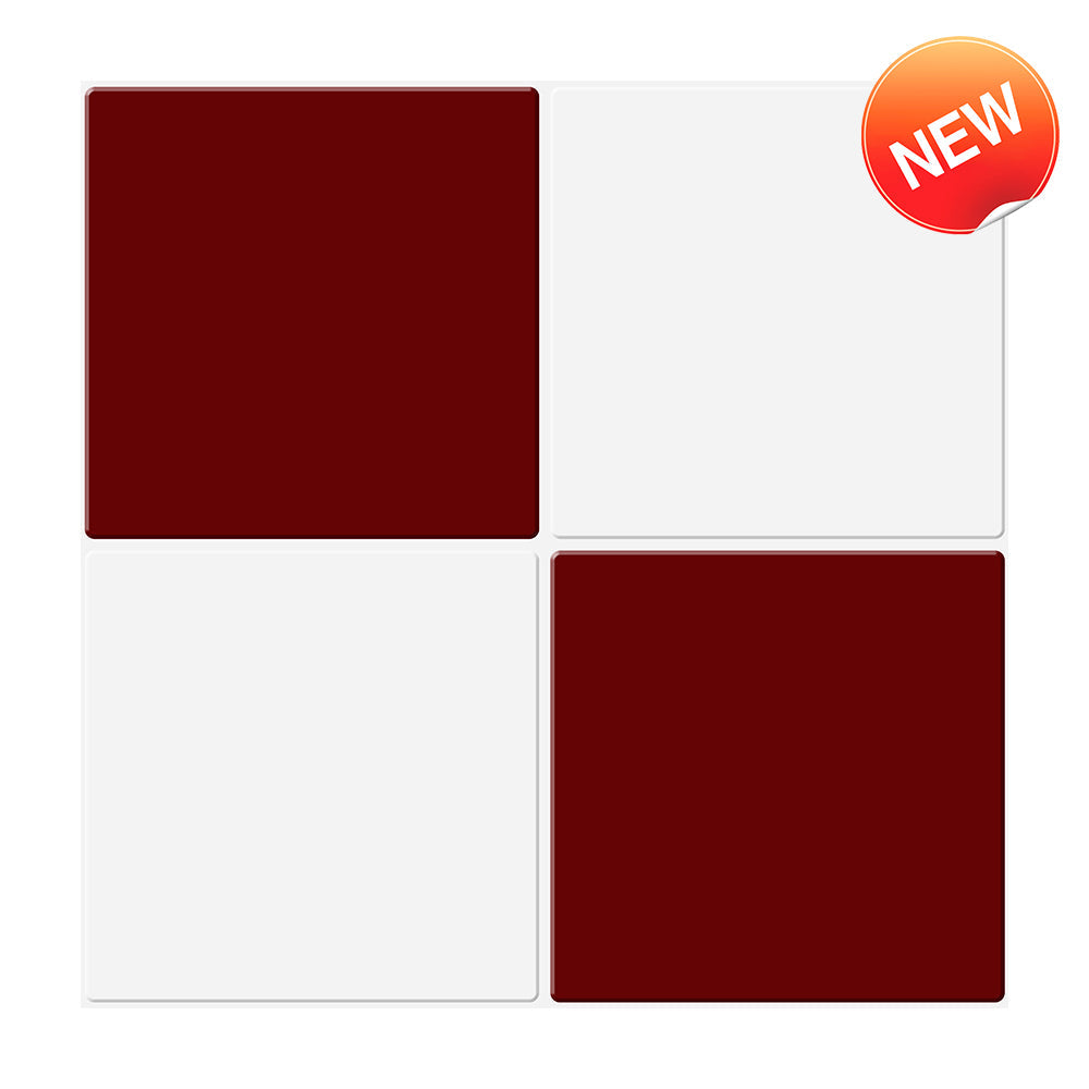 Red And White Square Peel And Stick Backsplash Tile- Thicker Design ...