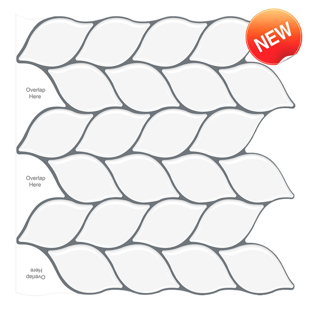 White Leaf Pattern Peel and Stick Backsplash Tile – Commomy