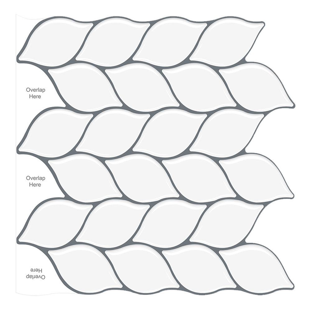White Leaf Pattern Peel and Stick Backsplash Tile – Commomy