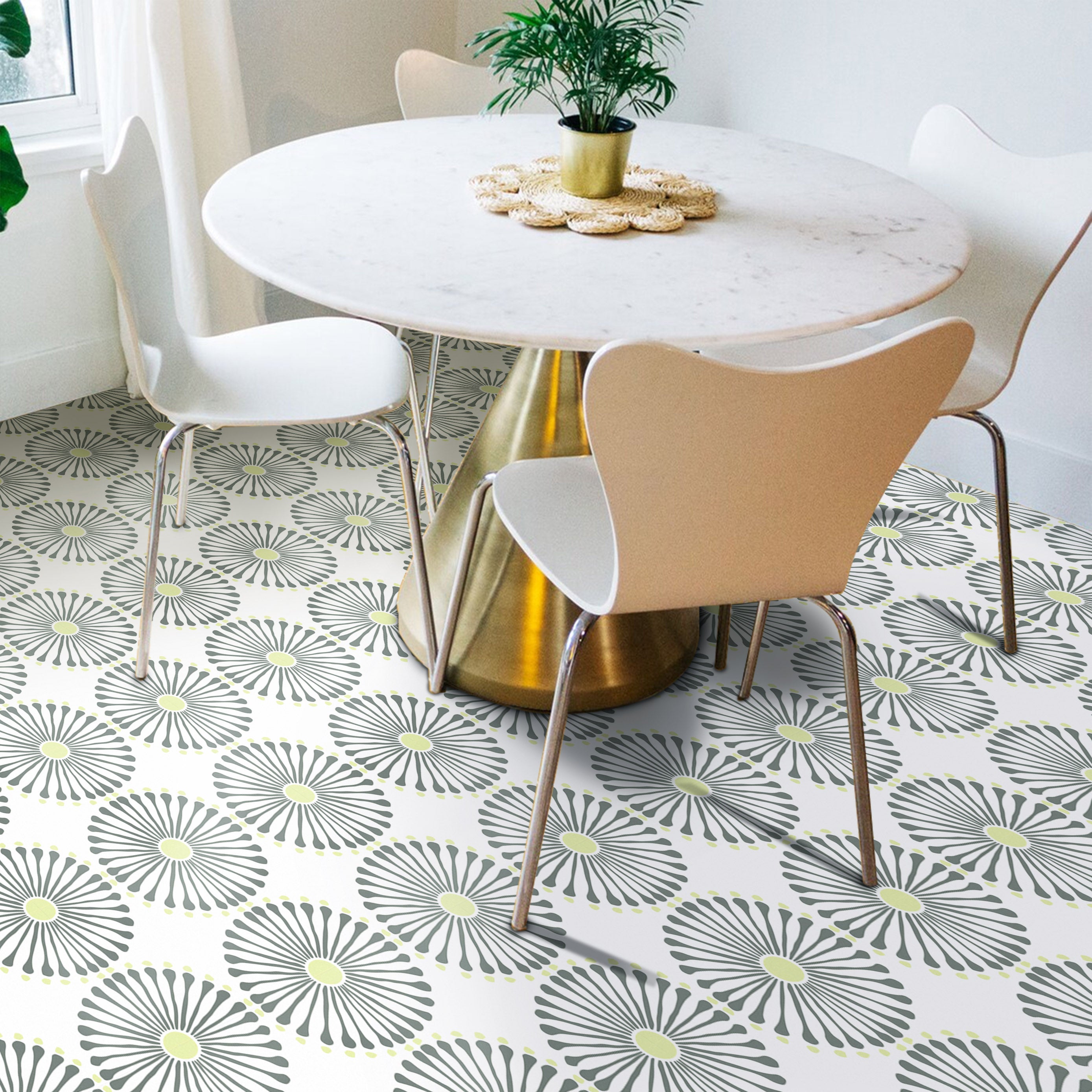 Spring Flowers Peel and Stick Vinyl Floor Tile Sticker – Commomy