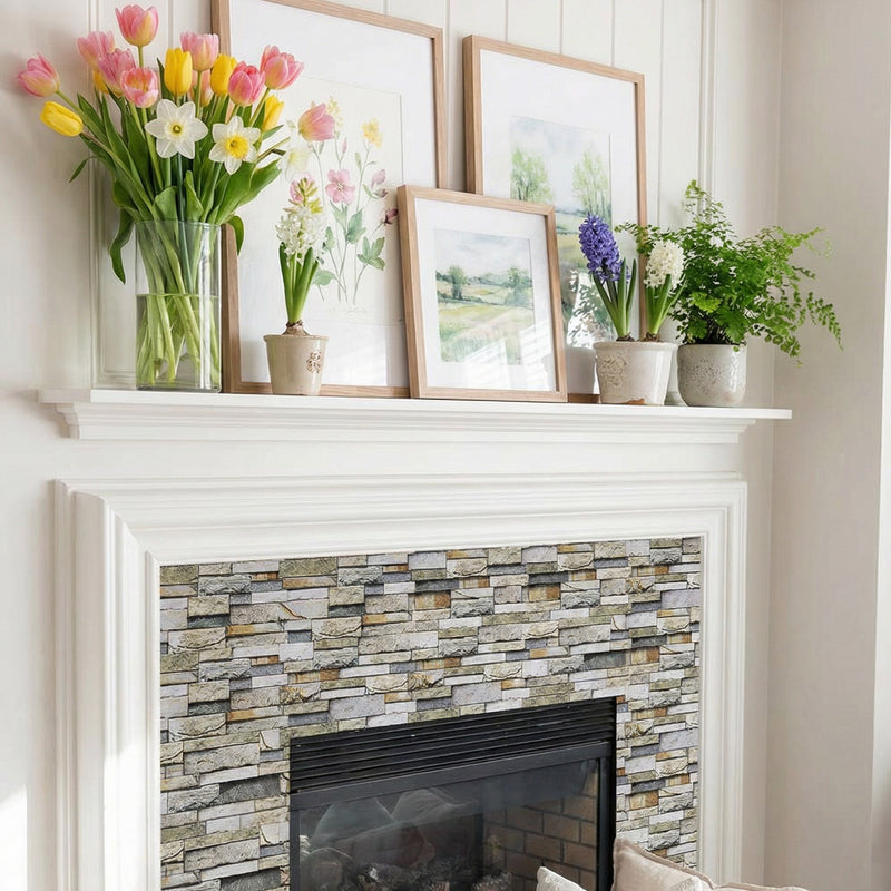 Yellow Brick Stone Peel and Stick Tile Stickers – Commomy